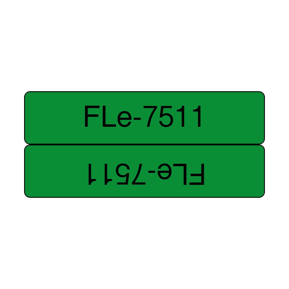 Brother FLe7511 (45x10.5mm) 72 Flag Tape Labels (Black on Green) FLe-7 ...